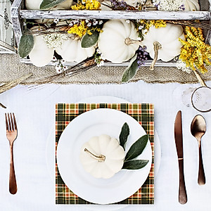 Whaline 30Pcs Cotton Autumn Fat Quarters Fabric 15 Design Fall Spice Plaids Fabric Squares 12 x 12 Inch Quilting Fabric Patchwork Precut Quilt Charm Squares for Harvest Thanksgiving DIY Crafts Sewing