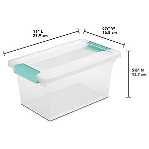 Sterilite 19628604 Medium Clip Clear Storage Box With Latched Lid - 11"L x 6-5/8"W x 5-3/8"H