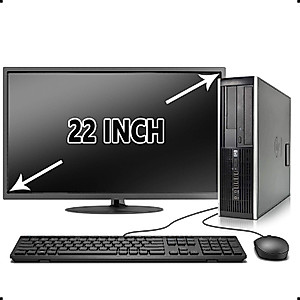 HP Elite Desktop Computer - Windows 10 Pro, Intel Quad Core i5 3.2GHz, 8GB RAM, 500GB HDD, 22 LCD Monitor, Keyboard, Mouse, WiFi, Compatible with Microsoft Authorized Refurbished PC (Renewed)
