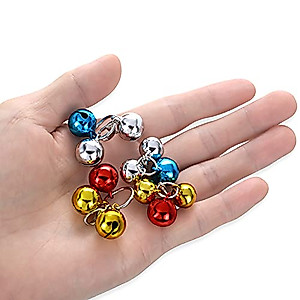 Molain 12 Bells Cat Dog Collar Bells, 4 Sets Jingle Bell for Cat Collar Dog Collar Charms Colourful Small Bells with Clasps Pet Collar Accessories Festival Party DIY Decoration (12 Bells)