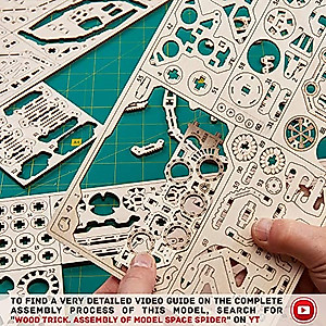 Wood Trick Mechanical Spider 3D Wooden Puzzle - Runs up to 7 feet - Wooden Model Kit for Adults and Kids to Build