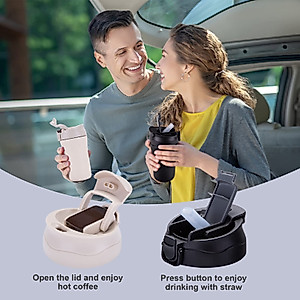 14 oz Travel Coffee Mug, 2 Pack Vacuum Insulated Coffee Travel Mug Spill Proof with Lid and Straw, Reusable Coffee Tumbler for Keep Hot/Ice Coffee,Tea and Beer, Car Thermos Cup Gift for Christmas