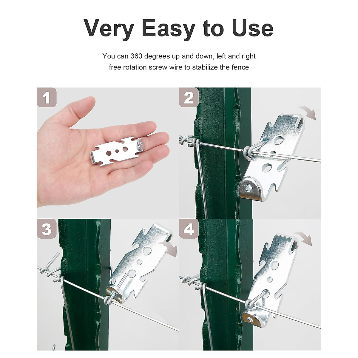 Meelna Fence Wire Twister for T Post Clips, Fence Wire Twisting Tool, Fence Tools, Saver Timea Energy Wire Twisting Tool Easy to Use High Hardness Enough to Twist Any Fencing Wire (2 Pack)