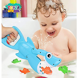 TOYZA Baby Bath Toys Shark Grabber/ Catch Game for Toddlers Boys - Girls with 4 Toy Fish Included for More Fun