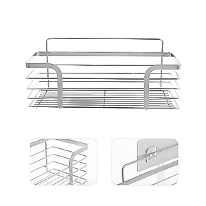 1pc Stainless Steel Shelf Wall Mounted Shower Shelf Towel Rack for Kitchen Sundries Rack Storage Container Stainless Storage Rack Towel Rack for Bathroom Storage Rack