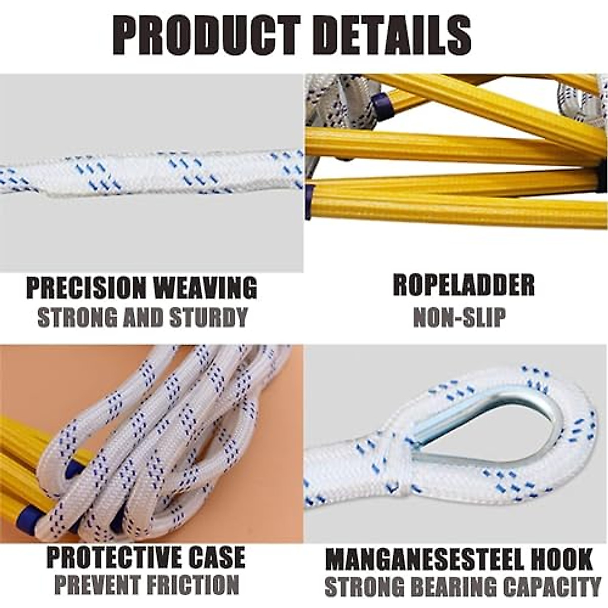 Fire Escape Rope Ladder - Emergency Ladders, 2/3/4 Storey for Home Climbing Fire Escape, Lightweight External Rescue Ladder (Size : 15M)