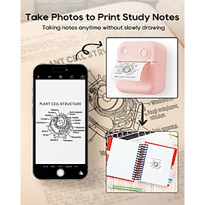 Print Pods Mini Thermal Printer Inkless Sticker Maker, Tiny Pocket Printer Machine for Phone, Wireless Bluetooth Portable Printers for Printing Sticky Note Label Receipt for Home Office School Purple