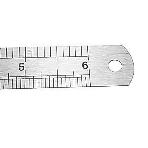 uxcell Straight Ruler 150mm 6 Inch Metric Stainless Steel Measuring Ruler Tool with Hanging Hole Inch & Centimeters Precision Drawing Ruler 5pcs
