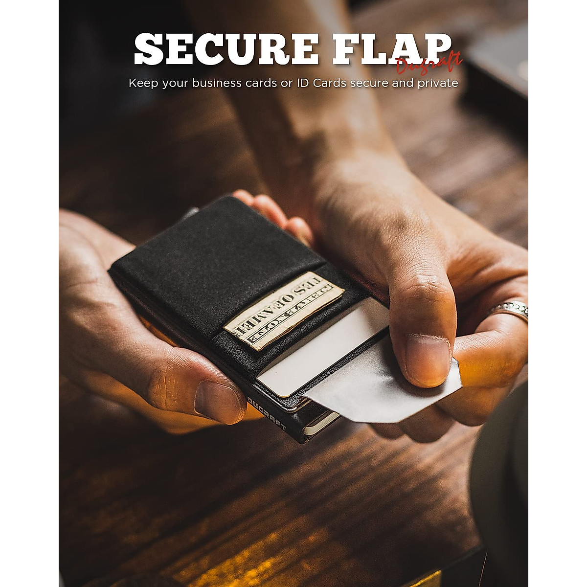 DUGRAFT Minimalist Card Wallet for Men, Slim Wallet Card Holder Pop Up Wallet with Money Front Pocket RFID Blocking Metal Credit Card Case for Men, Small Smart Wallet (Black)