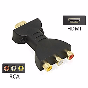 YAODHAOD HDMI to 3 RCA Adapter, HDMI-AV Adapter, AV Video Audio Converter Adapter (Red, White, Yellow) (Regular Version)