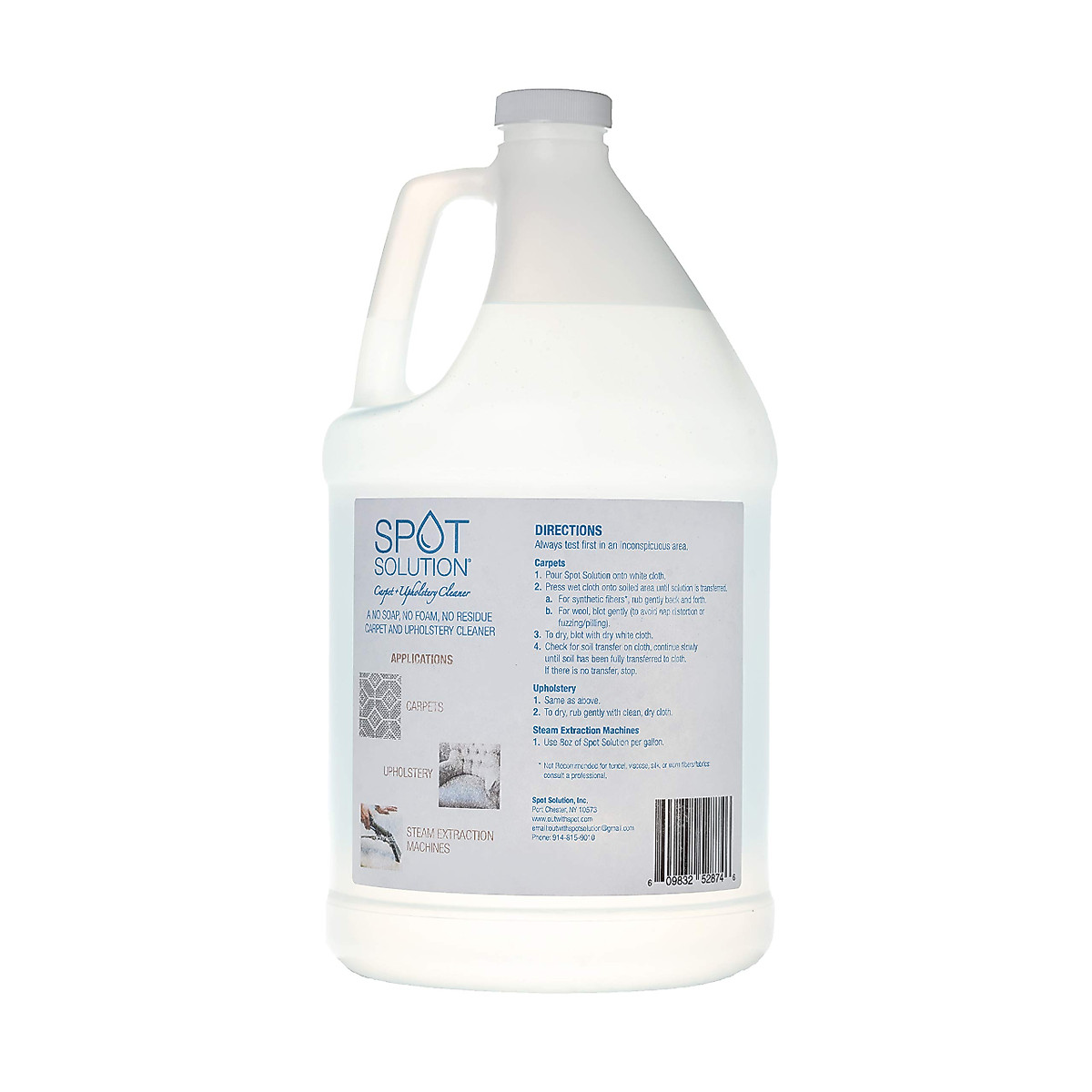 Spot Solution – 1 Gallon Carpet & Upholstery Spot Cleaner for Stains – Odor Free - Removes Pet Stain and People Stains – No Soap, No Residue – 128 oz