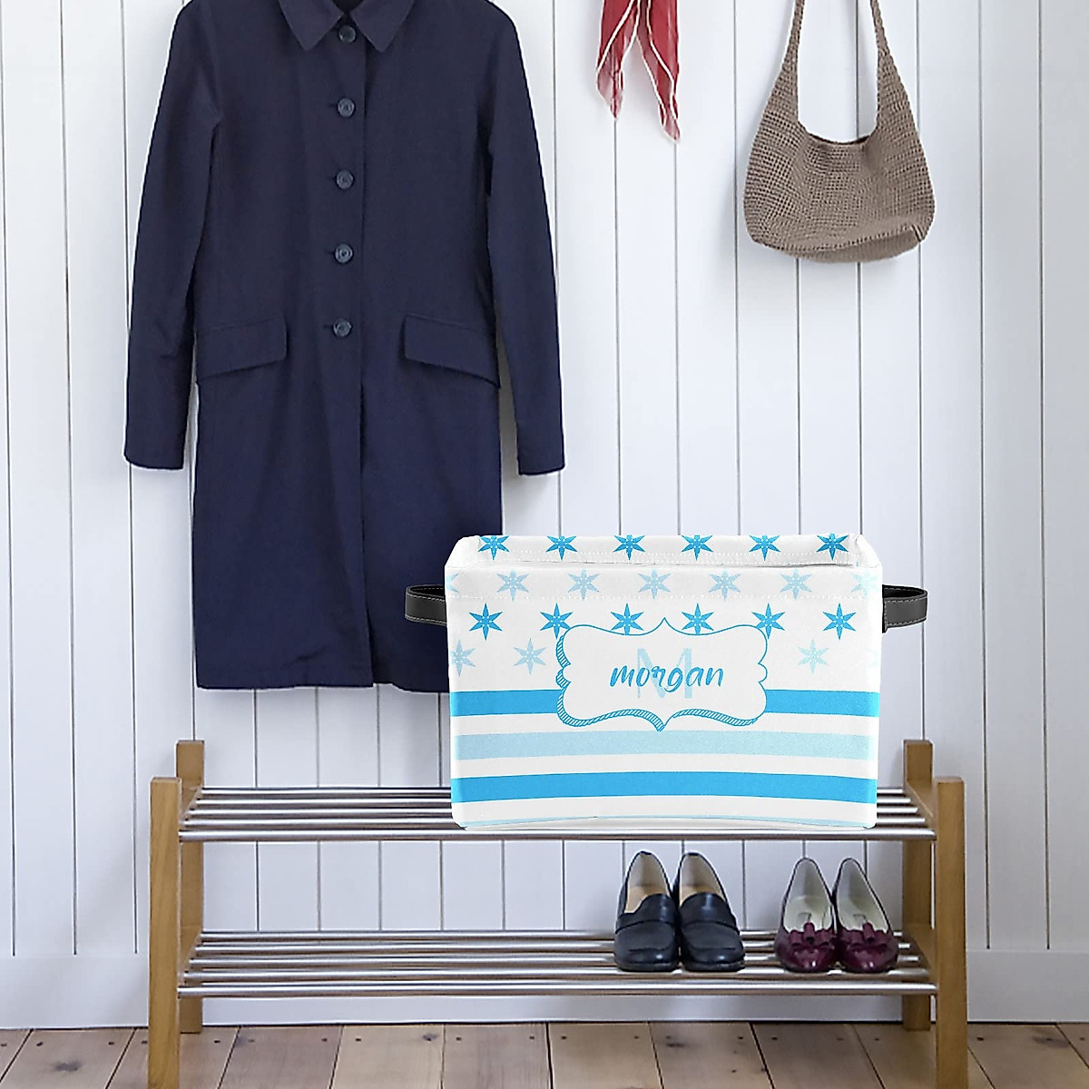 ZAACUSTOM Personalized Storage Bins with Name for Organizing Babys Boys and Girls Toys, Custom Kids Storage Basket Boxes Cubes Organizer with Handles for Shelf Closet Nursery, 1 Pack