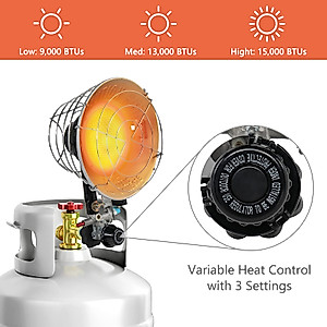 ROVSUN 15,000 BTU Propane Tank Top Heater, Portable Infrared Heater with Safety Shut-off Valve and Tip-over Switch for Indoor Outdoor Camping Fishing Patio Garage (Propane Cylinder not Included)