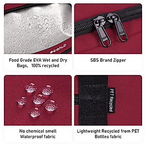 ECOHUB Small Gym Bag 15 inch Mini Travel Duffel Bag with Wet Pocket & Shoes Bag Underseat Carry On Lightweight Waterproof Personal Item Bag Red (Patent Pending)