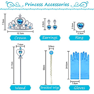 URAQT Princess Dress Costume for Girls Princess Dress Up Deluxe Girls Fancy Dress Snow Queen Birthday Party Cosplay Costume with Crown Wand Accessories