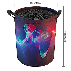 Boys Gamepad Waterproof Oxford Cloth Laundry Basket Abstract Gaming Controller Gamer Video Pattern for Blanket Toys Dirty Clothes in Living Room Bathroom Bedroom One Size