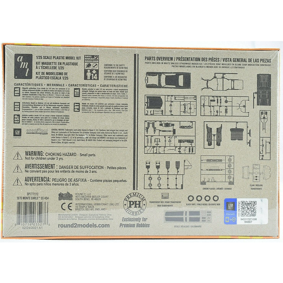 AMT/Premium Hobbies 1970 Chevy Monte Carlo SS 454 1:25 Scale Plastic Model Car Kit CP7771