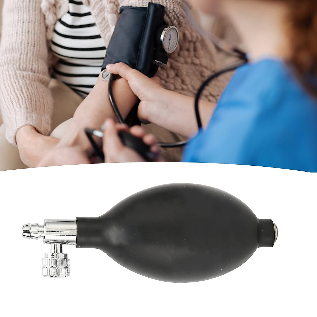 Replacement Pressure Bulb, Adjustable Air Release Valve for Monitors Bag Pump Inflation Rubber Monitor Manual Hand with Tubing Sphygmomanometer