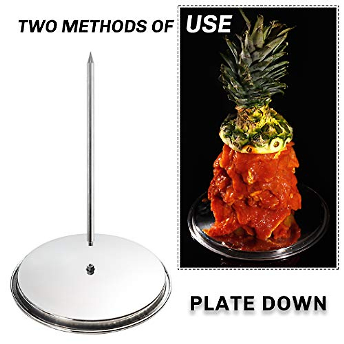 GriAddict Brazilian BBQ Skewers Hack, Al Pastor Stick - Gyro Spit Shawarma Stand for Oven - Stainless Removable Skewers Rack for Grilling, Vertical Grilling Rack Meat Spit, Turkey Hanger for Smoker