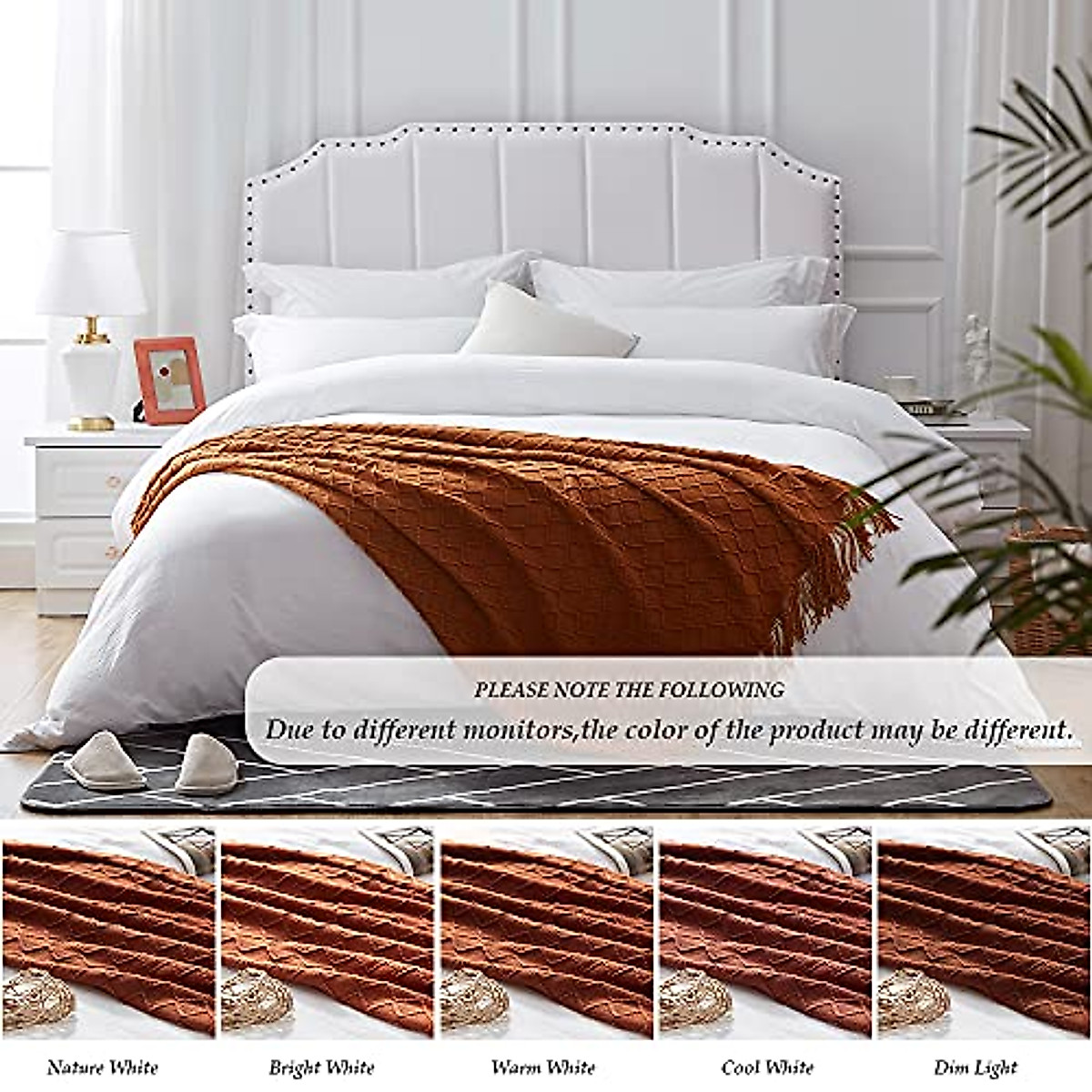 SunStyle Home Rust Throw Blanket for Couch 50 x 60 inches - Decorative Knitted Summer Blankets with Tassels - Soft Lightweight Woven Textured Solid Farmhouse Throw for All Seasons