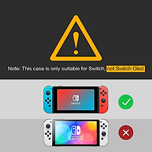 Switch Clear Case, Dockable Protective Hard Cover Case for Nintendo Switch and Soft TPU Grip Case for Joy-Con with Tempered Glass Screen Protector and Thumb Stick Caps (NOT for Switch OLED)