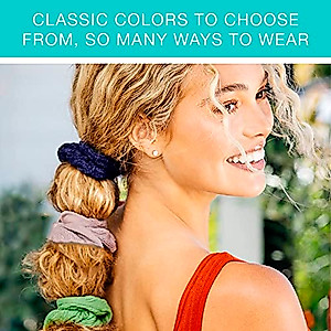 Scunci by Conair The Original Scrunchie Waffle Knit Scrunchies in Navy, White, Red, Blue, Grey and Black, Hair Ties for Women, 6 Count