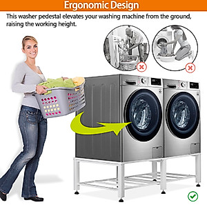 Talustool Premium Washer and Dryer Pedestal Stand Metal Steel Washing Machine Base Heavy Duty Universal Fit Total 1400lbs Capacity Washer Dryer Stand 58 x 29 x 15 Inch (2 pack)…