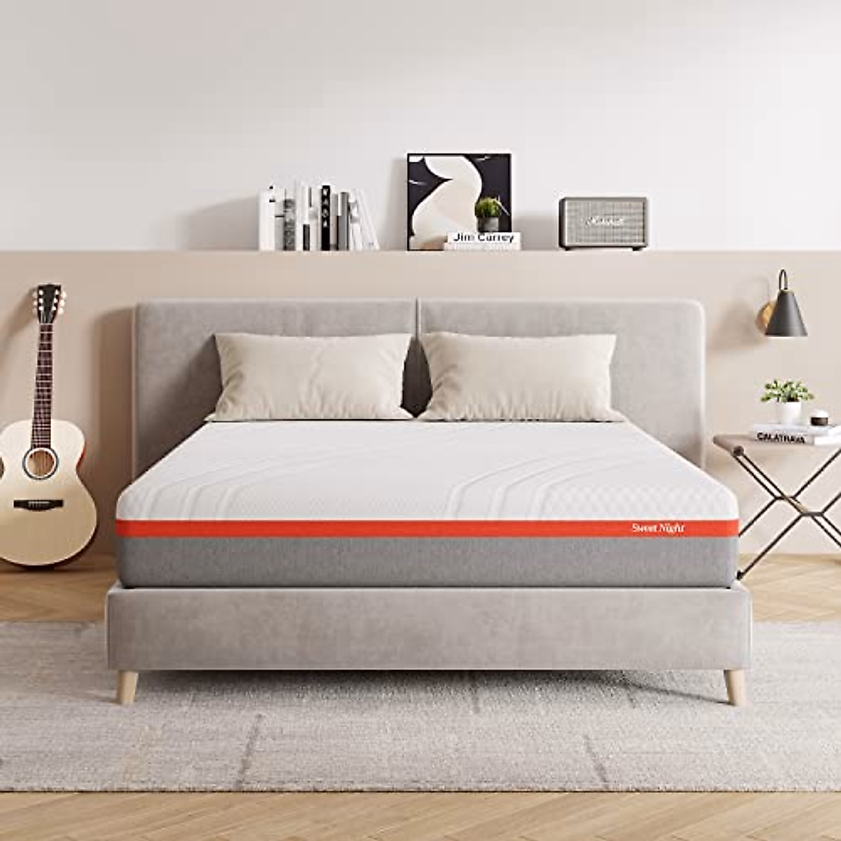 Sweetnight Queen Size Mattress, 10 Inch Cooling Gel Memory Foam Mattress in a Box, Foam Mattress with Flippable Design for Comfortable Sleep & Support, Plush, Clarity
