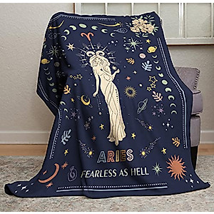 Muxuten Aries Gifts Blanket 60"x50" - Aries Gifts for Women - Aries Zodiac Gifts - Gifts for Aries Women - Aries Birthday Gifts - Astrology Gifts for Women - Zodiac Constellation Gift, Horoscope Gifts