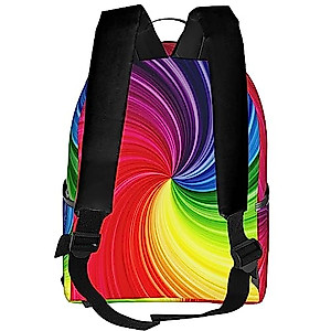 BAFAFA Rainbow Spiral Printed Travel Backpack Business Work Bag Computer Bag Outdoor Sports Rucksack