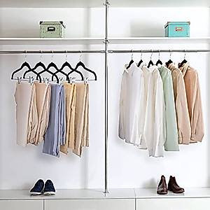 HOUSE DAY Velvet Skirt Hangers 24 Packs Velvet Hangers with Clips Ultra Thin Non Slip Velvet Pants Hangers Space Saving Clothes Hangers for Skirts, Pant, Jeans (Black)