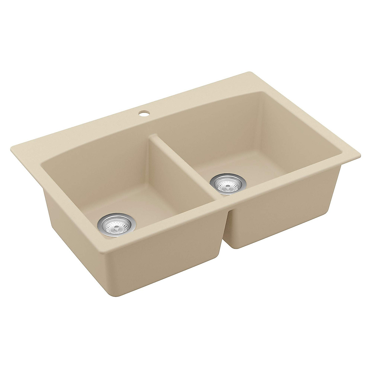 Karran QT-710 Drop-in Quartz Composite 33 in. 1-Hole 50/50 Double Bowl Kitchen Sink in Bisque