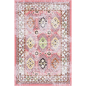 Unique Loom Aarhus Collection Area Rug - Southwestern (5' 1" x 7' 10" Rectangle, Rose/ Green)