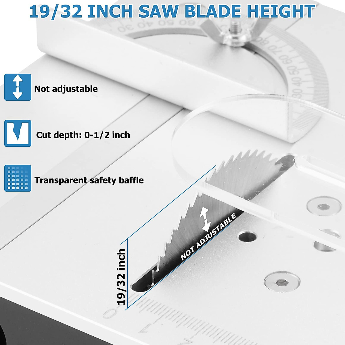 MXBAOHENG Mini Table Saw S2 Portable Precision Table Saws for Crafts, 1/2" Cut Depth, w/ 4 Blades, 96W Adjustable Speed Power Supply, for Wood Metal Plastic Cutting