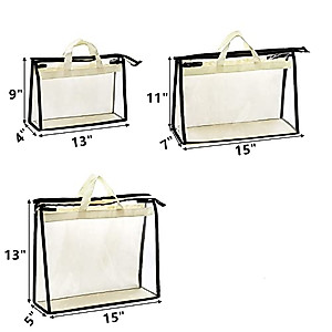 Peohud 9 Pack Clear Handbag Storage Organizer, Dust Bags for Handbags, Transparent Purse Organizer for Closet, Hanging Handbags Dust Cover Bags with Zipper, Handles and Hooks