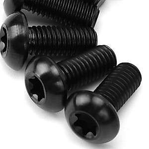 HERCHR 12Pcs Disc Brake Rotor Bolts, M5x12mm Bicycle Rotor Screws for MTB Mountain Bike, Steel/Titanium/Black(Black)