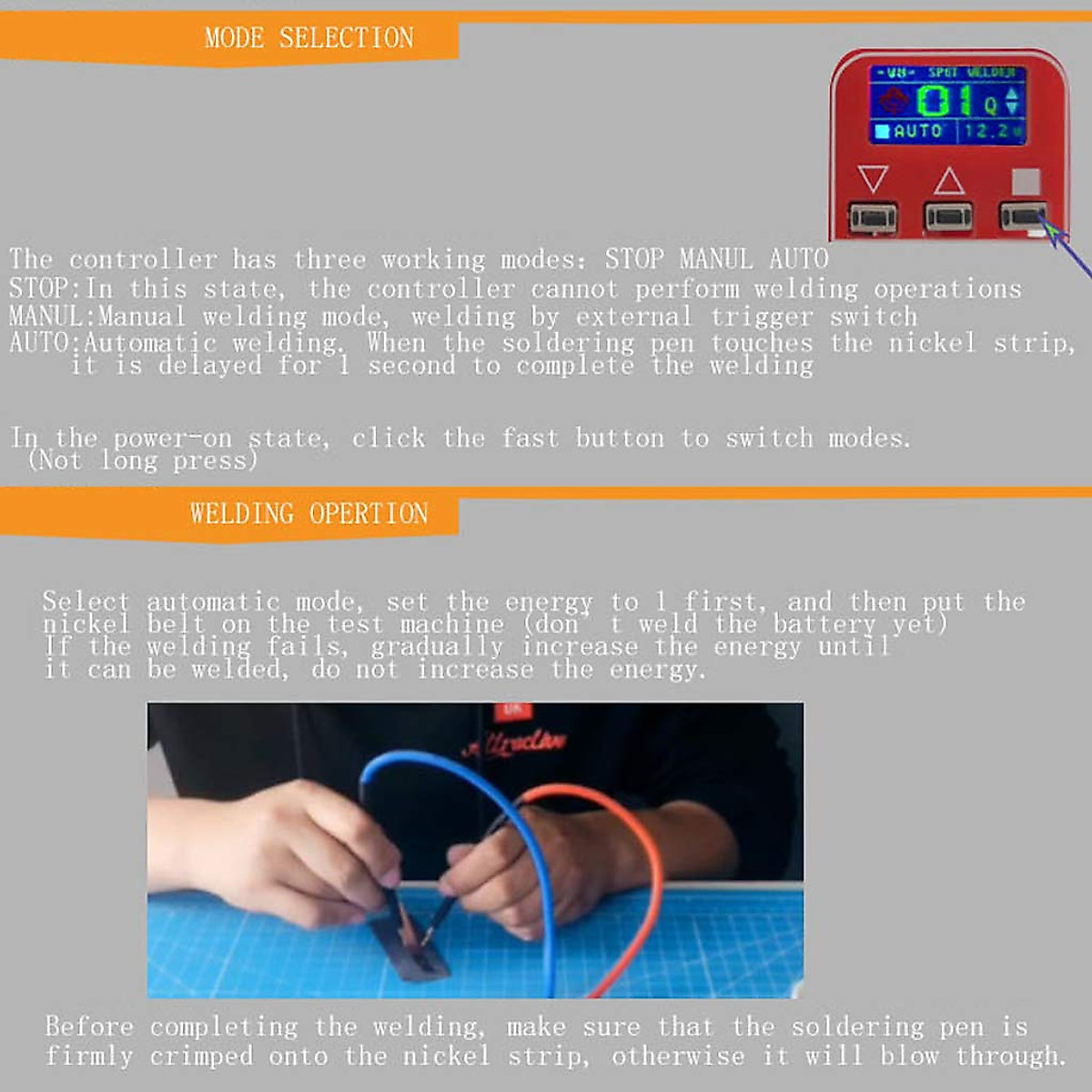 W-LOVE Portable Transistor DIY Mini Spot Welding Machine 18650 Lithium Battery LCD Display Screen Spot Welder 18650 Battery Transistor