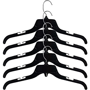 Hangon Recycled Plastic with Notches Shirt Hangers, 17 Inch, Black, 100 Pack