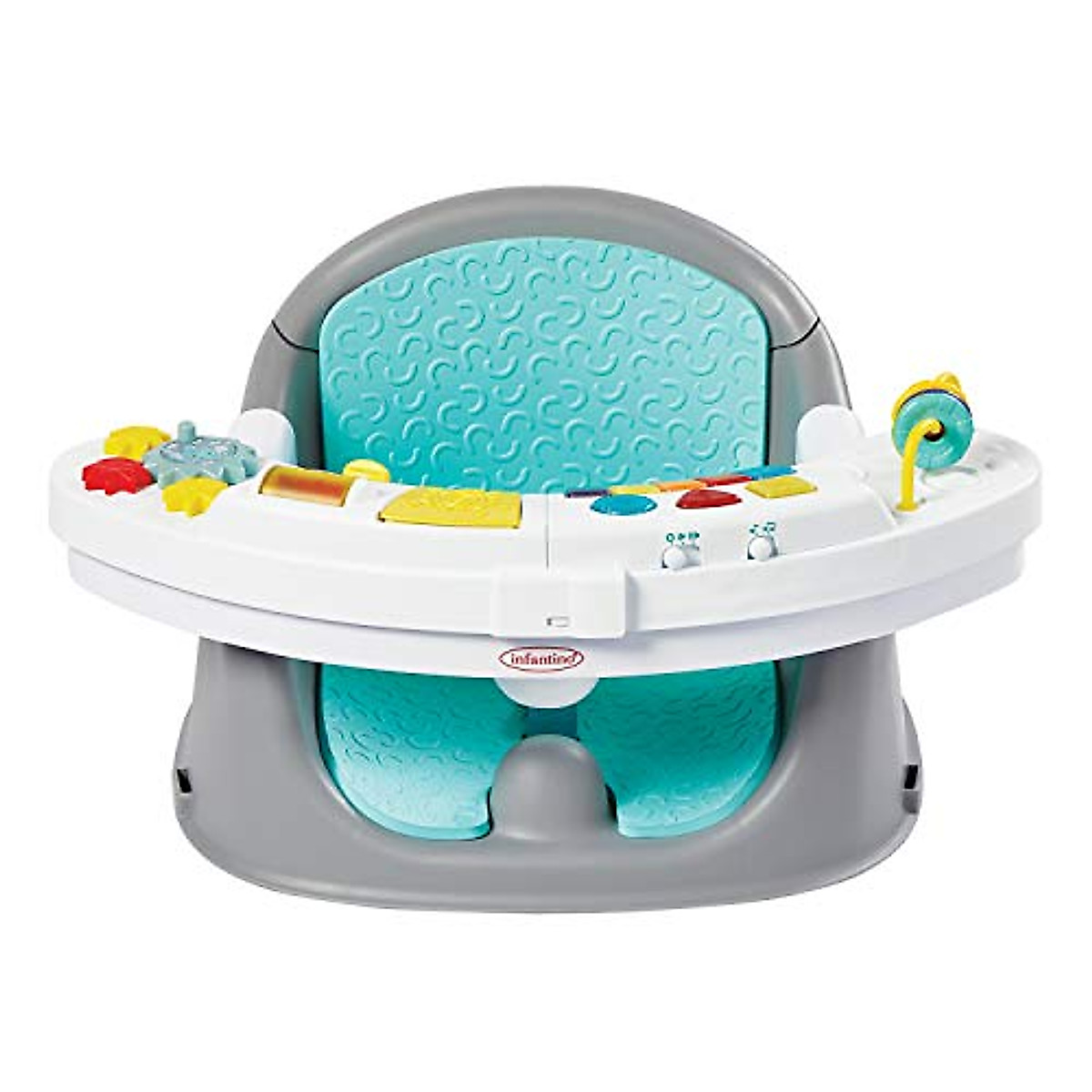 Infantino Music & Lights 3-in-1 Discovery Seat and Booster - Convertible, Infant Activity and Feeding Seat with Electronic Piano for Sensory Exploration, for Babies and Toddlers, Teal