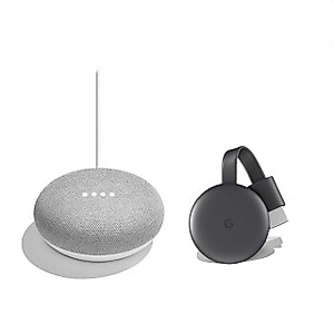 Google Nest Mini 2nd Generation Chalk (Bluetooth Speaker) Chromecast 3rd Gen - Value Bundle