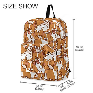 Fustylead Cute Corgi Dogs Funny Personalized Kids Backpack, Durable School Bag for Boys Girls