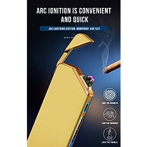 Electric Lighter Dual Arc Lighter USB Rechargeable Lighters for Smoking Windproof Flameless Butane Free Lighters for Candle with LED Battery Indication… (red)