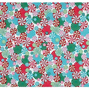 Christmas Colorful Peppermint Swirl Apparel Cotton Fabric Cut by The Yard - One Yard