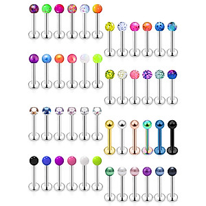 Vsnnsns 16G Lip Rings Stainless Steel Labret Monroe Lip Rings Nail Cartilage Tragus Helix Earrings Studs Ring Medusa Piercing Jewelry for Women Men 8mm