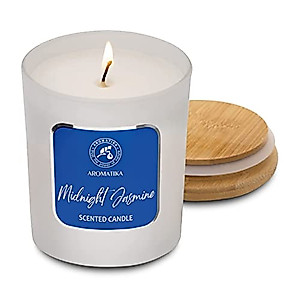 Scented Candle Midnight Jasmine - Soywax Candle with Essential Oil - Glass Candle Gift - Aromatherapy Candle - Up to 45 Hours Burn Time - Soy Wax Candles - Home Scented Candles