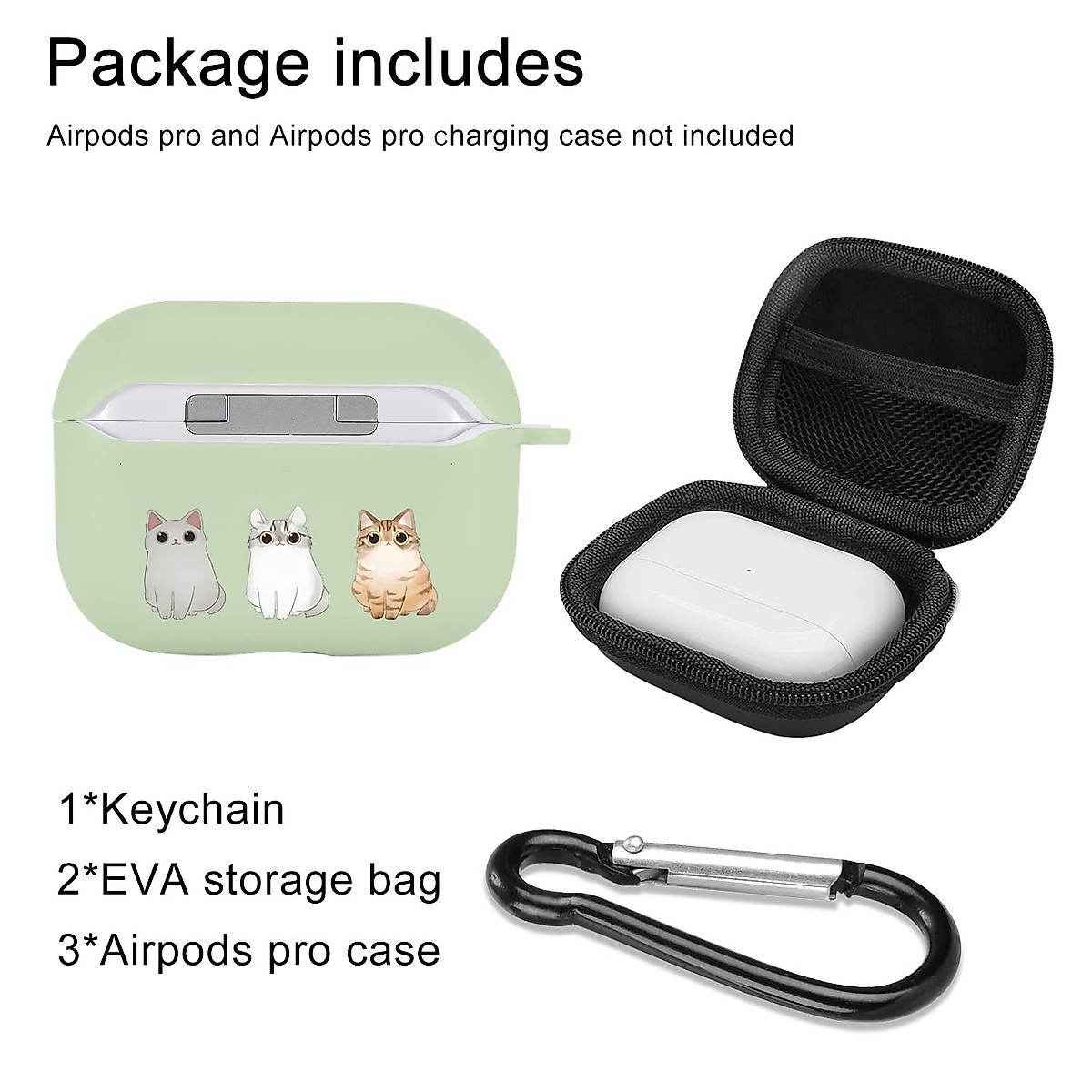 Three Cats 3 Case Compatible with Airpods Pro Clear Soft TPU, Supports Wireless Charging Shockproof Protective Cover for Airpods Pro