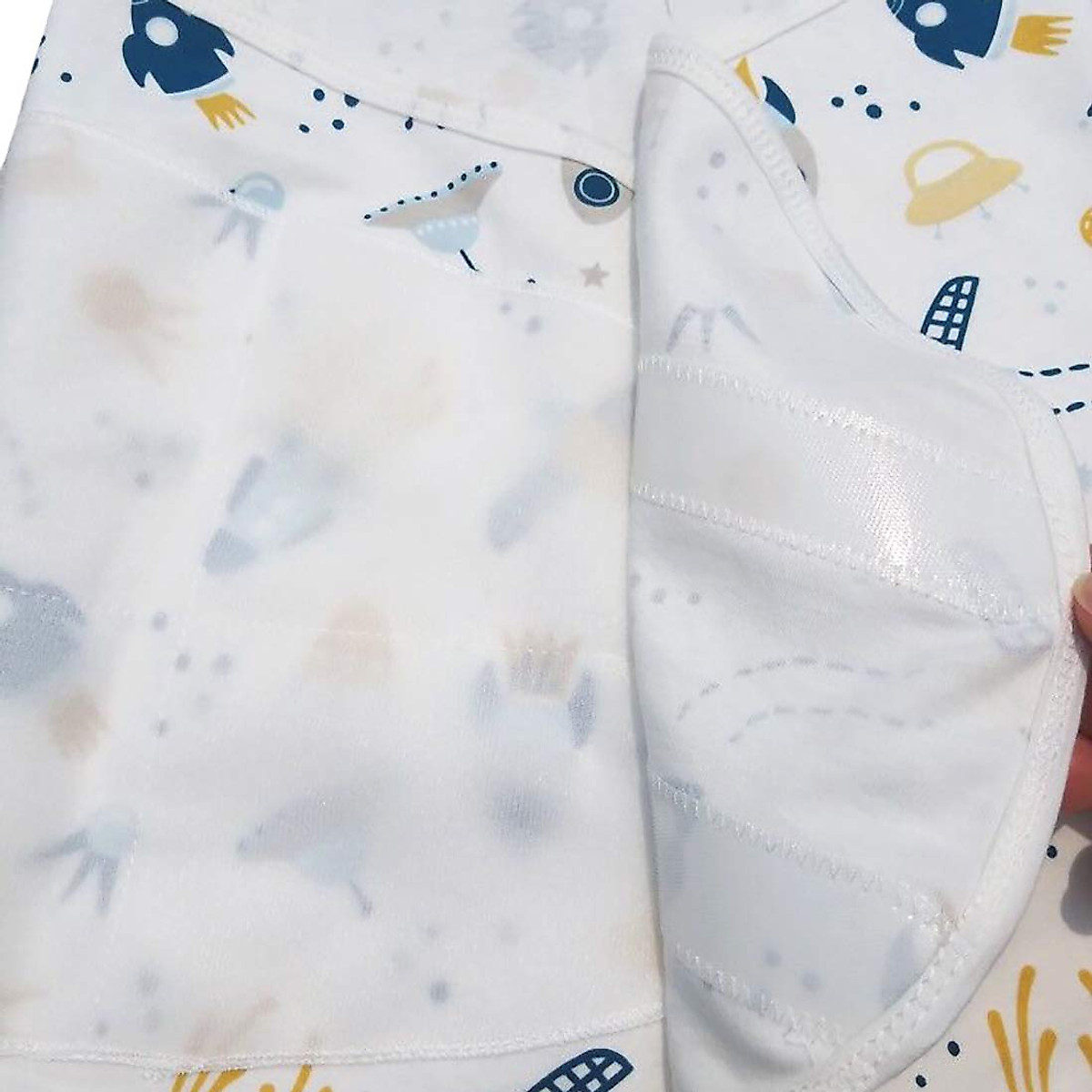 Baby 100% Cotton Sleeping Bag Split Swaddle Wearable Blanket for Boys and Girls, 4 Season, 6-12 Months (Spaceship)