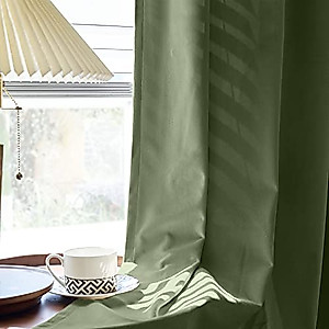 COLLACT Velvet Curtains 108 Inches Long 2 Panels Set Room Darkening Sage Green Curtains for Living Room Window Treatments Thermal Insulated Curtains Super Soft Luxury Drapes for Bedroom Rod Pocket
