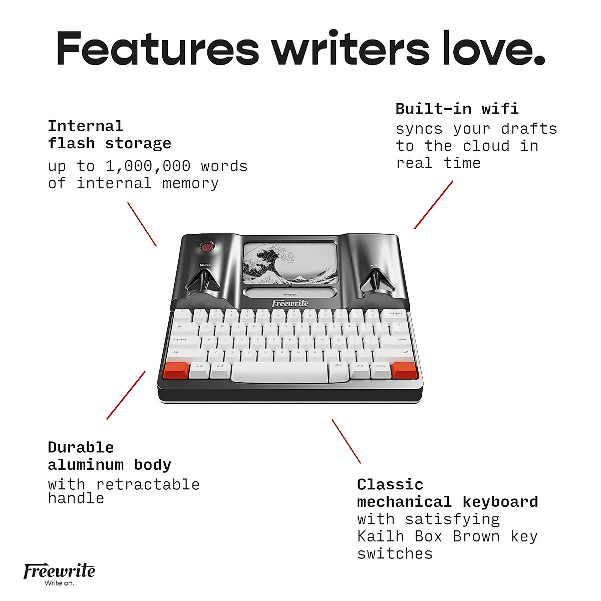 Freewrite Smart Typewriter 3rd Gen, Distraction-Free Writing Tool with Frontlit E Ink Display, Mechanical Keyboard, and Wi-Fi Cloud Syncing