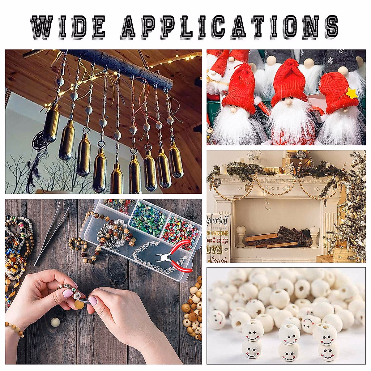 PandaHall 5000pcs Natural Wood Beads Bulk, 6mm Unfinished Wooden Beads Round Loose Beads Smooth Spacer Beads for Bracelet Necklace Jewelry and Crafts Making, Hole 2~3mm